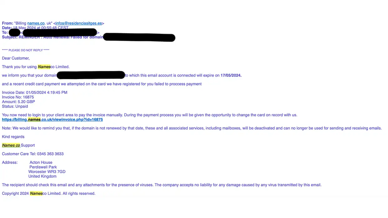 Phishing / Spam Emails - Web SEO Assist